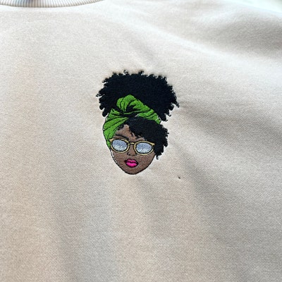 Afro Woman Machine Embroidery Design, Black Girl Embroidery Design ...