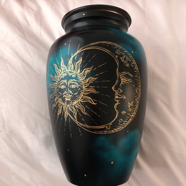 Hand Painted Sun and Moon Cremation Urn: Celestial Memorial - Etsy