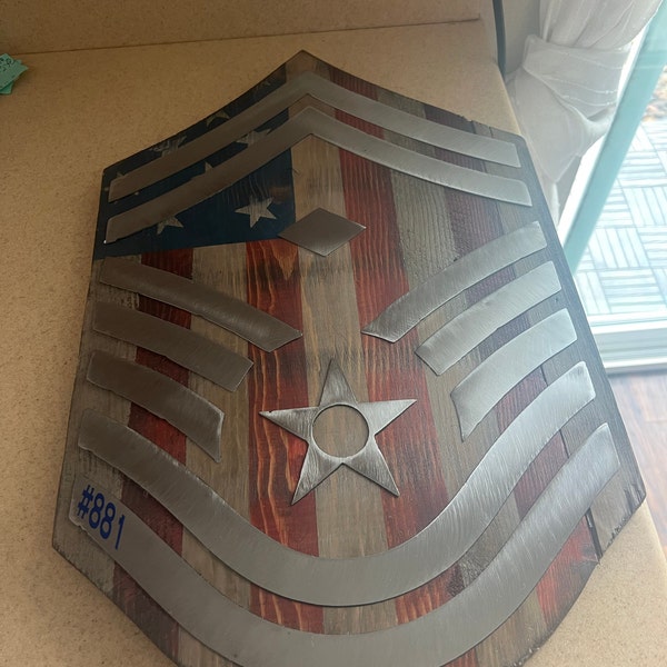 Rustic Space Force Military Rank Wall Plaque Metal & Wood Free Shipping ...