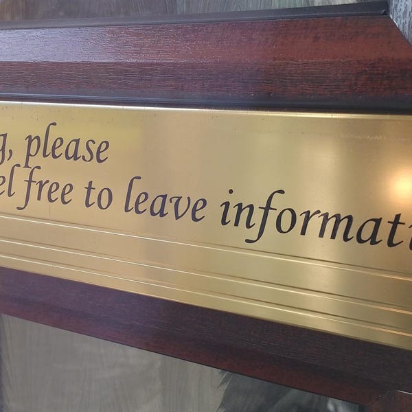 Personalised Letterbox Sign Decal Label for Greeting or Instruction and ...