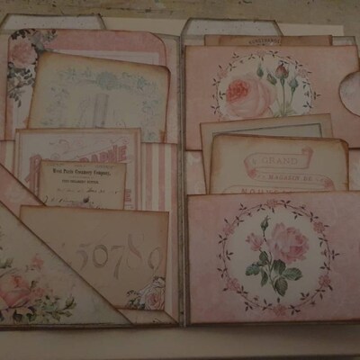 Junk Journal, Shabby Pink, Loaded Folder, Craft Kit, Ephemera, My Porch ...