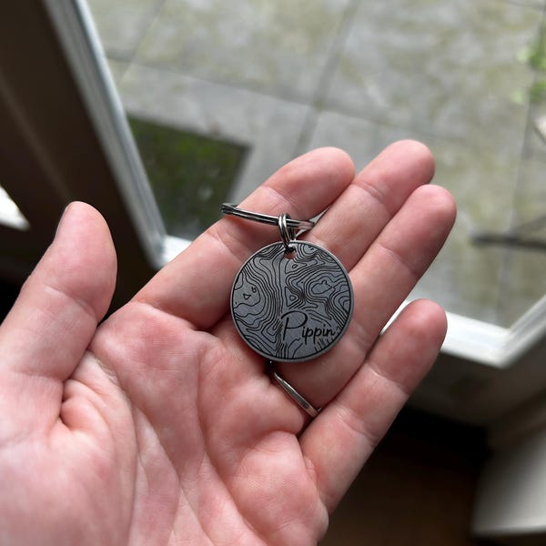 Snowdon Map Dog Tag, Engraved Topography Line Map Keyring, Personalised ...
