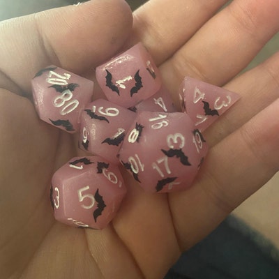 Pink and Black Bats Dice Set for Dungeons and Dragons. Pastel Goth ...
