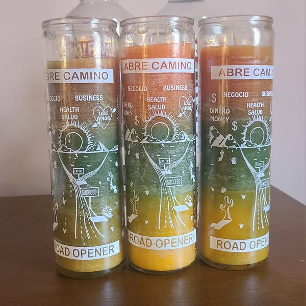 Road Opener Glass Candle, Open Roads, Prosperity, Abre Caminos Vela - Etsy