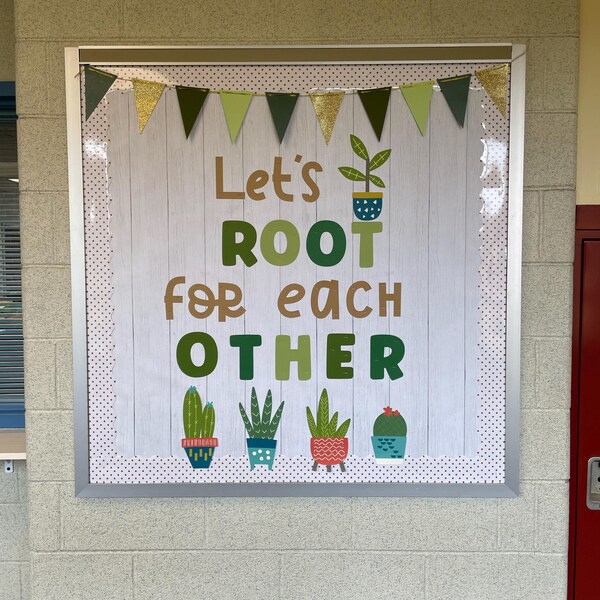 Plant Bulletin Board Kit - Let's Root for Each Other - Pre-made ...