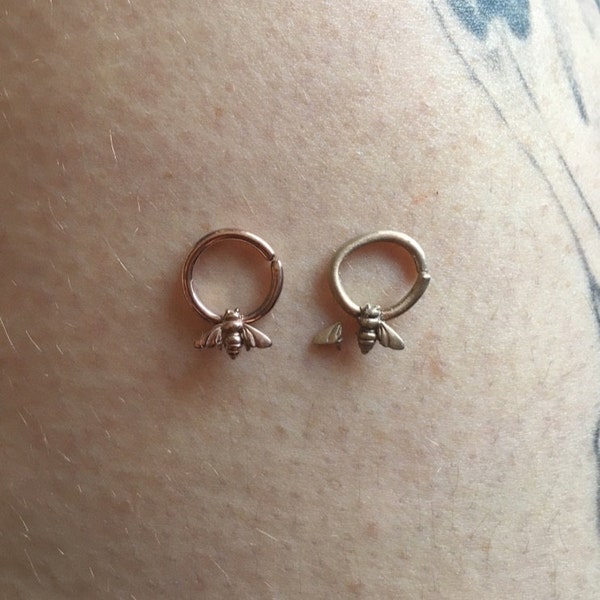Rose Gold Bee Septum Ring ~ Pink Gold Honey Bee Nose Ring ~ Insect Body ...