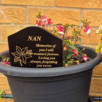 Grandad Memorial Black Gold Resin Memorial Lily Heart Stick Stake ...