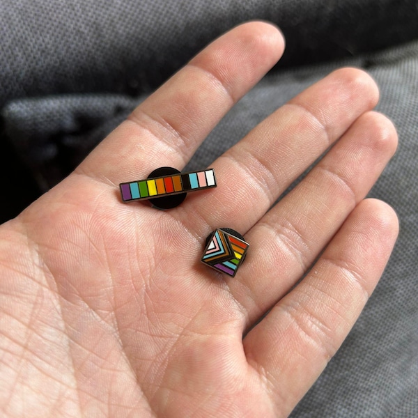 Progress Rainbow Baton Pin — Minimalist Pride Flag Accessory Gay ...