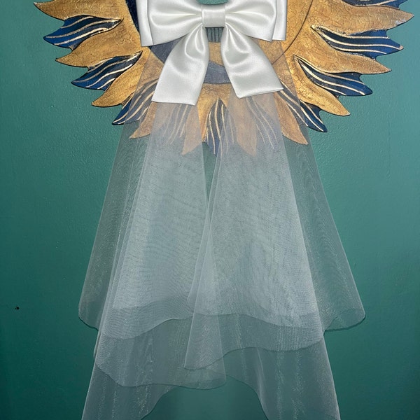 Chiffon Hair Bow Blue Bow With Pointed Tail Accessory for Girl Medium ...