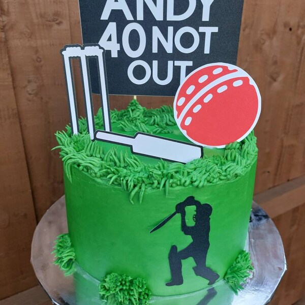 Cricket Themed Cake Topper Set, Not Out, Cricket Cupcakes, Cake Toppers ...
