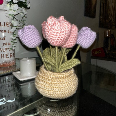 Tulip Flowerpot Crochet Pattern Flower Bouquet DIY Crochet Pattern ...
