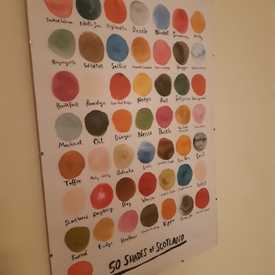 50 Shades of Scotland, Quirky Scottish Colour Chart Poster. Fun Memento ...