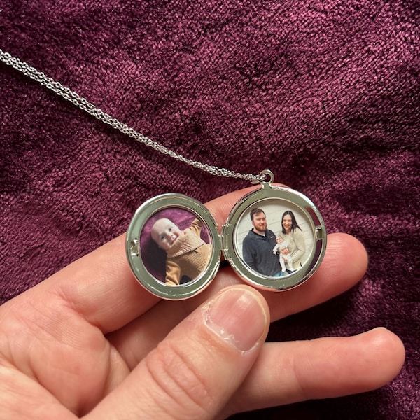 Stainless Steel Silver Round Locket Necklace - Anti-rust Keep Safe ...
