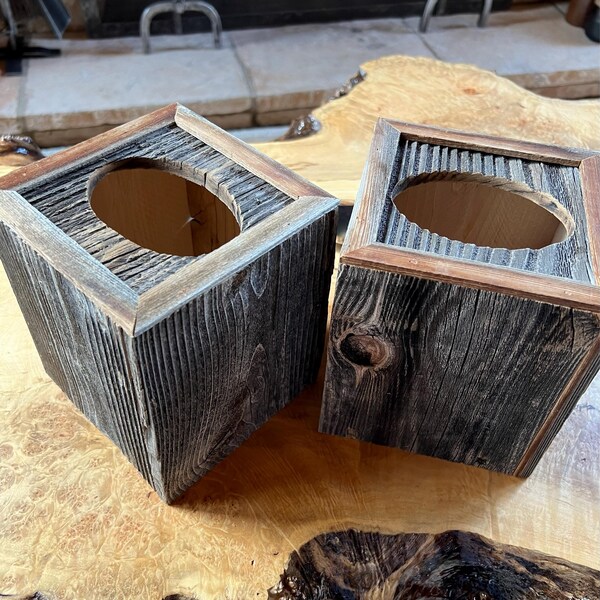 Farmhouse Reclaimed Wood Tissue Box Cover - Rustic Barn Style Wood ...