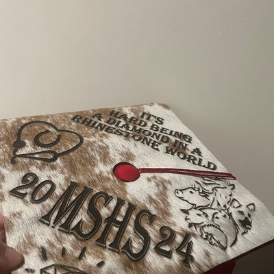 Cowhide Grad Cap Topper - Etsy
