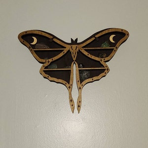 Coppermoon Luna Moth Crystal Shelf, Luna Moth Shelf, Luna Moth Wooden ...