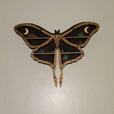 Coppermoon Luna Moth Crystal Shelf, Luna Moth Shelf, Luna Moth Wooden ...