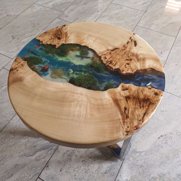 Fluorescent Koi Pond Table - Handmade Glow in the Dark Resin Art Cofee ...