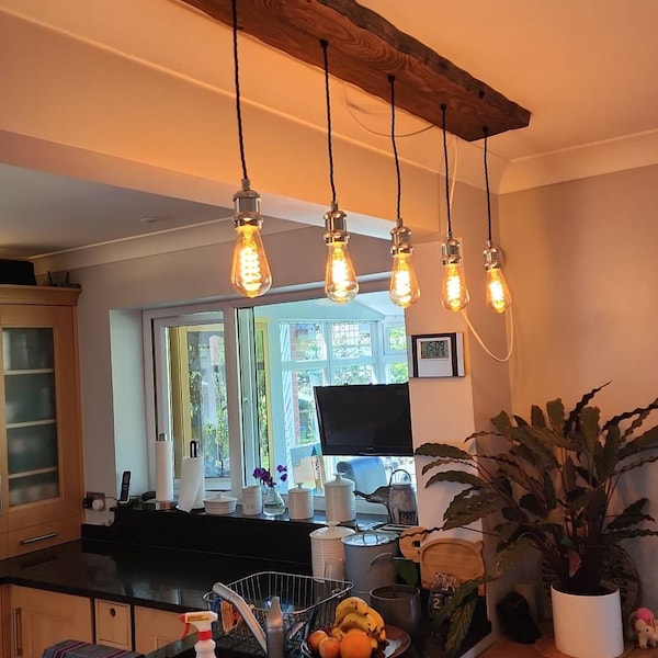 Live Edge 3/5/7 Pendant Wooden Plank Light - Etsy