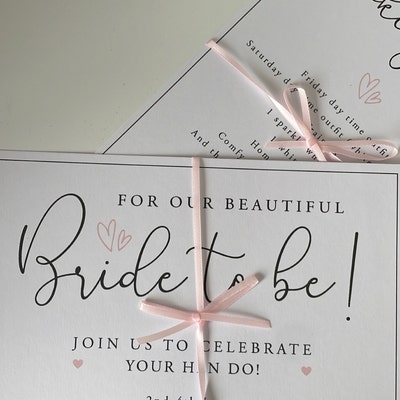 Personalised Bride Hen Do Invite. Bride to Be Hen Party Invitation ...