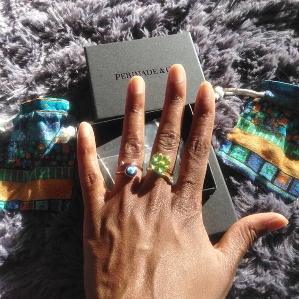 PERIMADE Evil Eye Nazar Bypass Ring • Turkish Blue Eye Stacking Ring ...