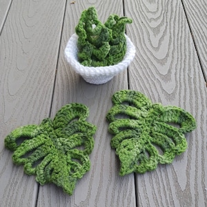 Monstera Leaf Crochet Pattern and Video Link Terra Cotta Pot PDF and ...