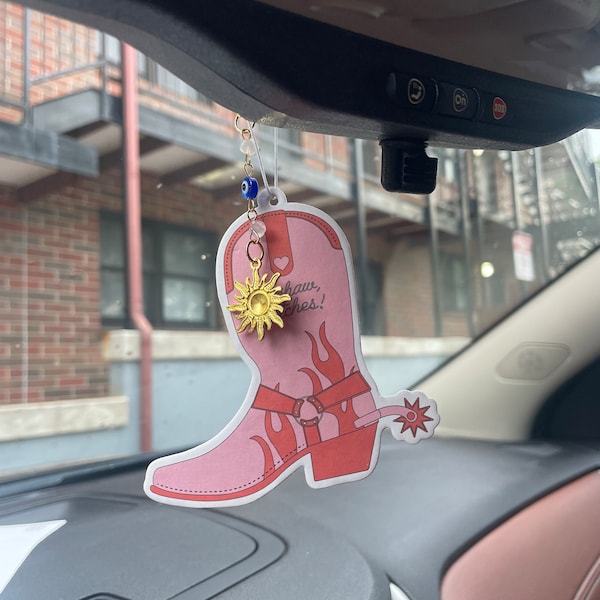 Breezy Sunshine Car Charm Blue and Gold Rearview Mirror Decor Cute Boho ...