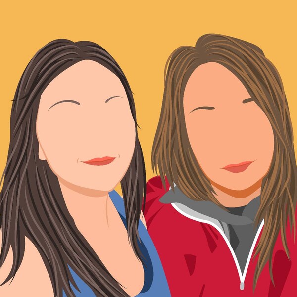 Best Friend Portrait, Faceless Portrait, Custom Illustration, Portrait ...