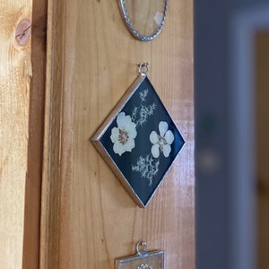 Glass Pressed Round Circle Flower Frame Forget Me Not Blue Wall Hanging ...