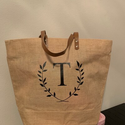 Teacher Appreciation Gift Cursive Letter Personalized Monogram Tote Bag ...