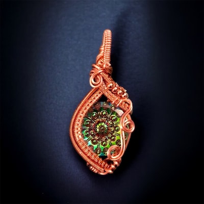 TWO 2 Pressed Glass Snowflake Compass Rose Cabochon Cab Golden Shadow ...