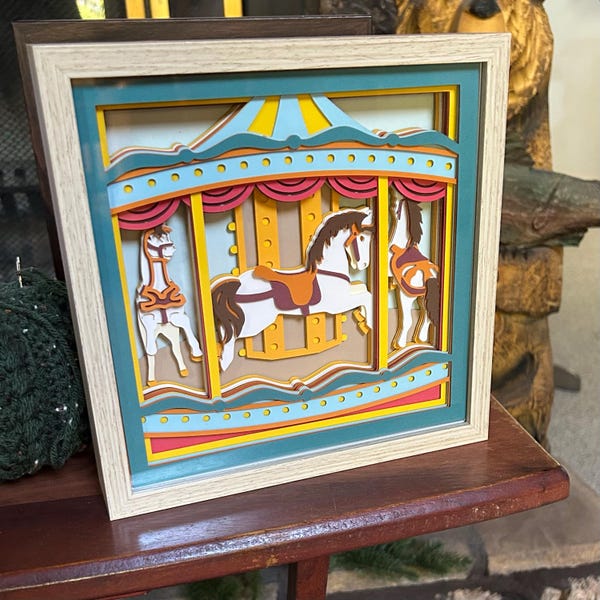 3D CAROUSEL SVG - CARNIVAL Shadow Box Svg -layered Cardstock Svg - for ...