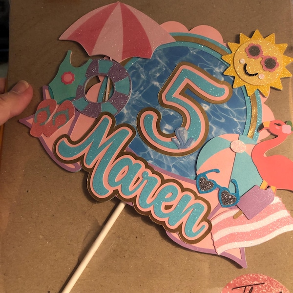 Personalized Pool Party Birthday Cake Topper Beach Cake Topper - Etsy
