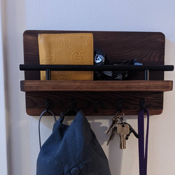 Key Holder and Mail Shelf Entryway Decorative Wooden Wall Organizer ...