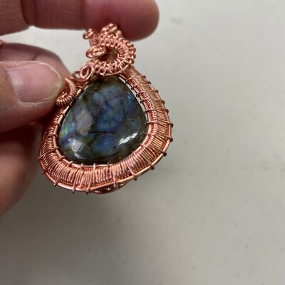 Wire Wrap Copper Pendant Copper Wire Wrapped Pendant Copper Jewelry ...