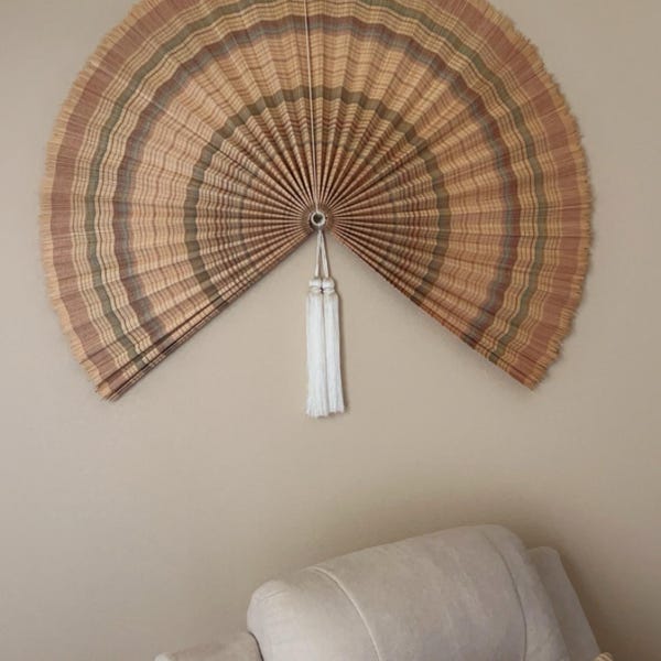 Wall Fan Decor, Bamboo Decorative Fans, Handcrafted Bamboo Fan, Boho ...