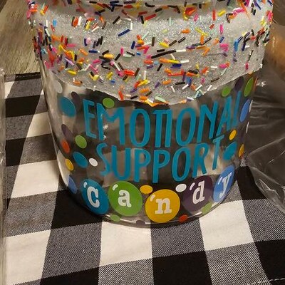 Personalized Funny Glass Candy Jar for Emotional Support, Custom Office ...