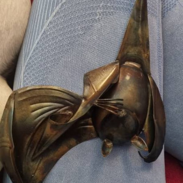 Metal Hanging One Open Wing Bat. Garden Indoor Outdoor Sculptures. Bats ...