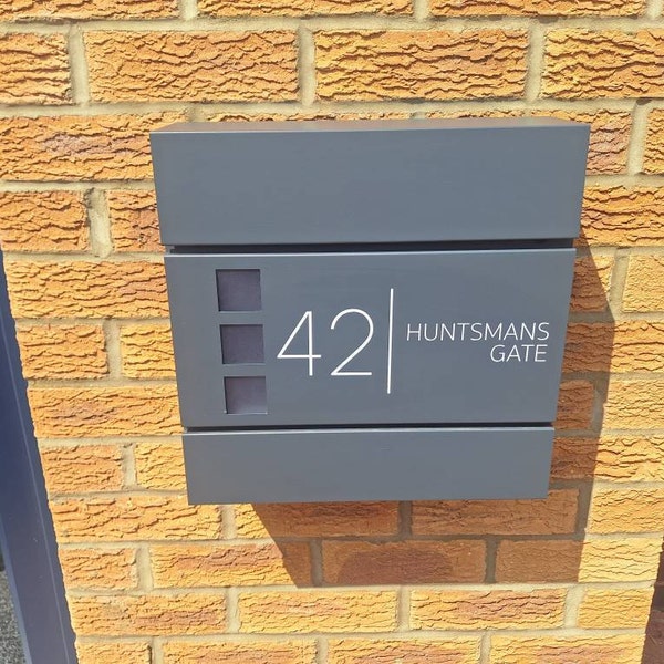 Contemporary Postbox, Personalised Post Box, Lockable Post Box, Grey ...