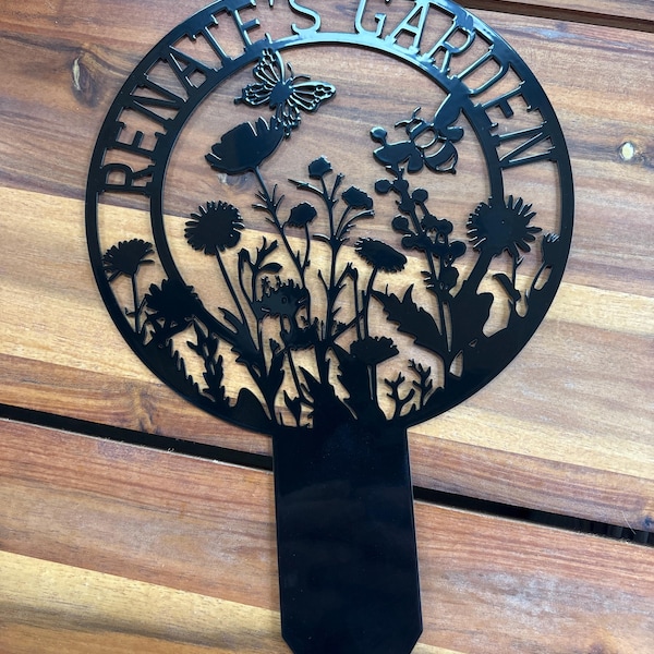 Personalized Garden Metal Sign With Stakes, Custom Garden Name Sign ...