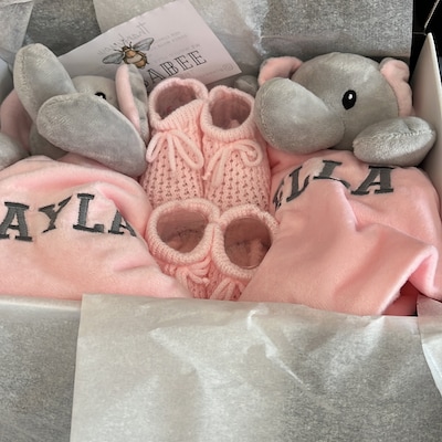 Personalised Pink Elephant Baby Girl Gift Set New Born Baby - Etsy