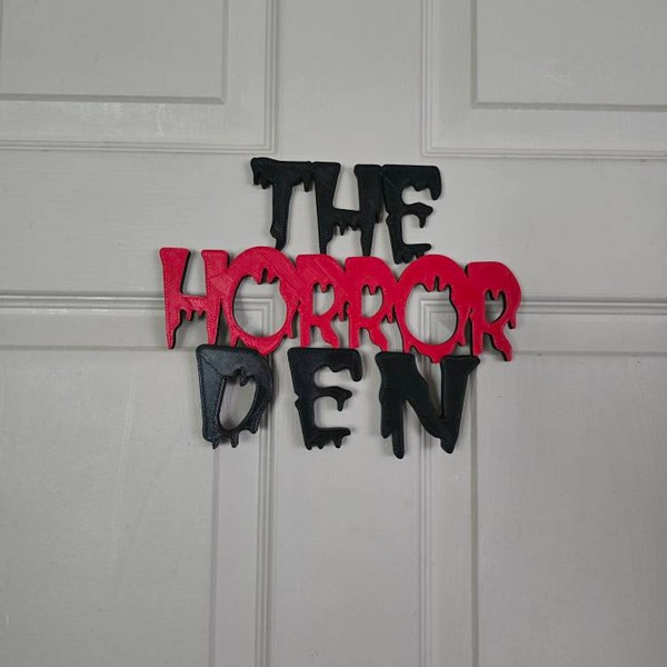 The Horror Den Wall Sign Door Sign Shelf Art, Movie Room Display Gift ...