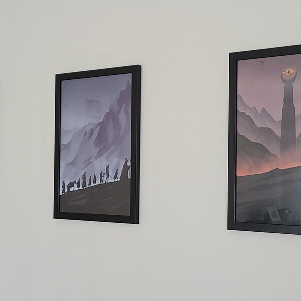 Lord of the Rings Poster Set Minimalist Hobbiton, Fellowship of the ...