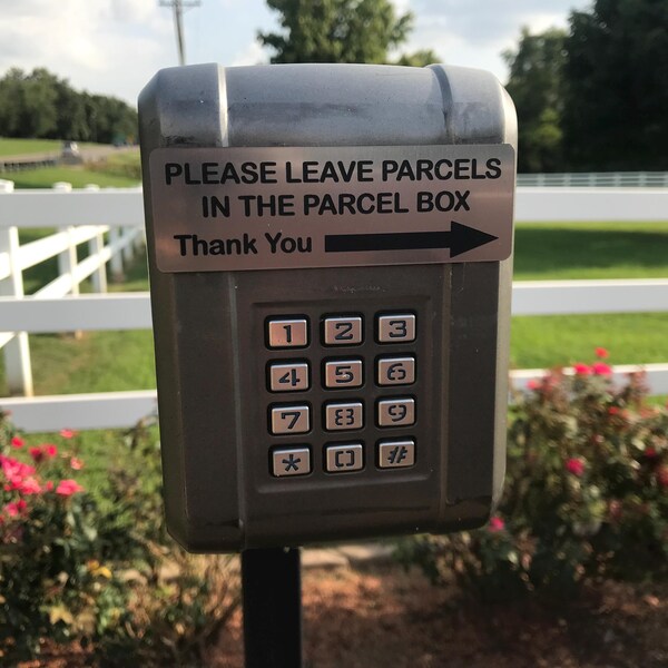 Please Leave Parcels in the Parcel Box With a Right Arrow Sign Plaque ...