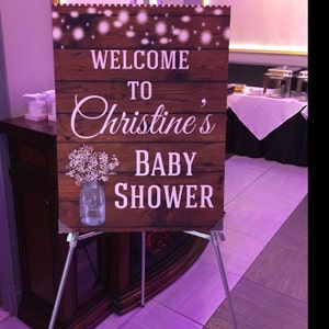 Rustic Baby Shower Sign Template, Flower Baby Shower Sign, Wood Baby ...