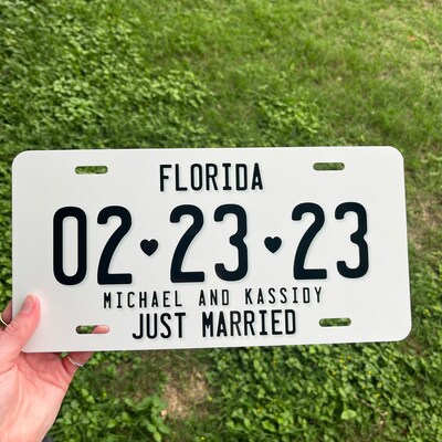 Wedding License Car License Plate Wedding Car Just Married Wedding Date ...