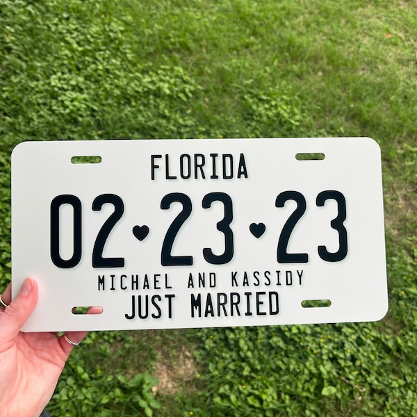Wedding License Car License Plate Wedding Car Just Married Wedding Date ...