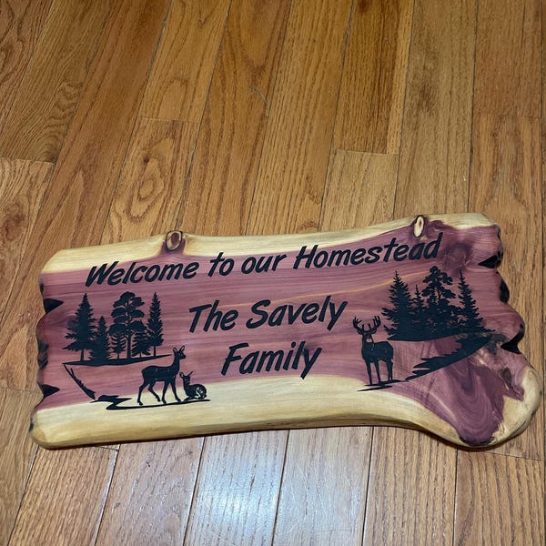 Live Edge Wood Sign - Wooden - Cedar - Carve - Cabin - Outdoor Sign ...