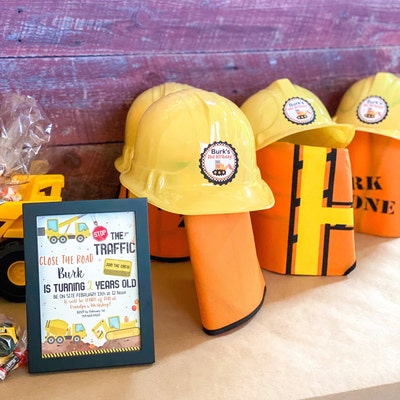 Personalized Plastic Construction Party Hats Construction - Etsy