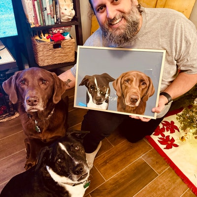 Custom Pet Portrait Framed Dog Portrait Digital Dog Art Pet Commission ...